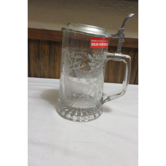 ALWE | Kitchen | Vintage Alwe Lidded Beer Stein With Etched Stags Deer ...